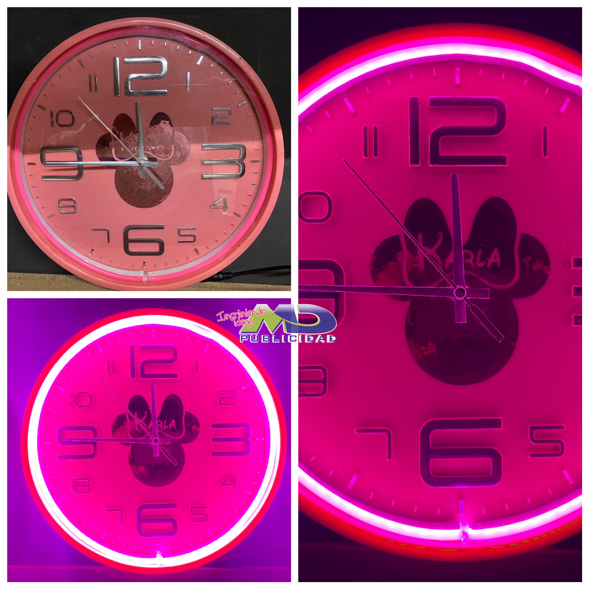 Lámpara reloj con luz led neon y personalizado – MD Publicidad – Zitácuaro